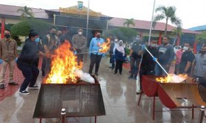 30 Kg Daun Ganja Kering Dibakar di Halaman Mapolres Karimun